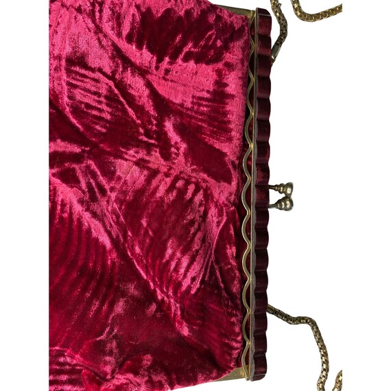 Ruby Red Crushed Velvet Clutch Handbag Shoulder Bag - Gem