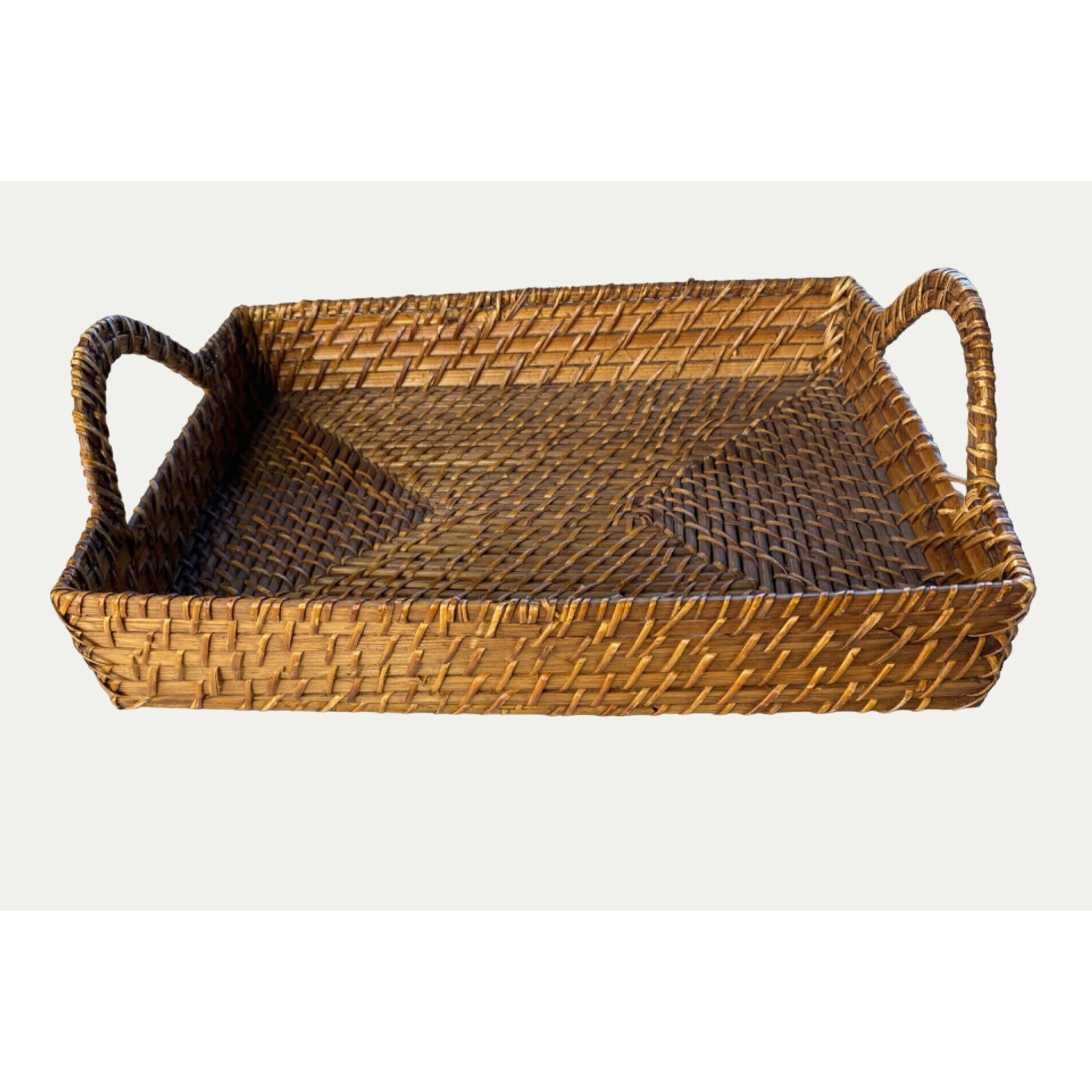 Rattan Wicker Rectangular Serving Tray Basket With Handles - Etsy