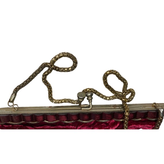 Ruby Red Crushed Velvet Clutch Handbag Shoulder Bag - Gem