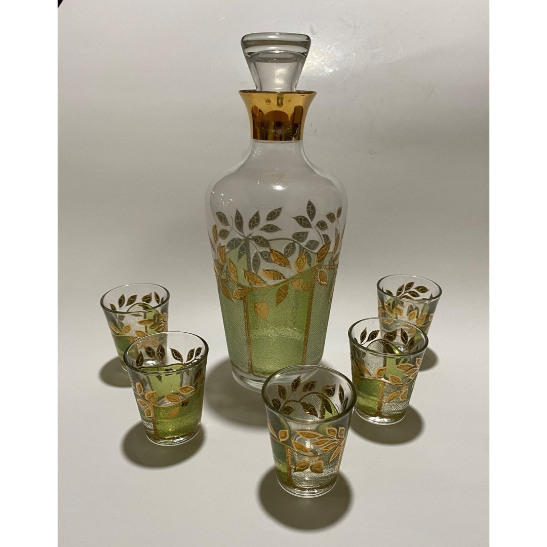 Vintage Culver Crystal Liquor Cordial Decanter Set - Etsy