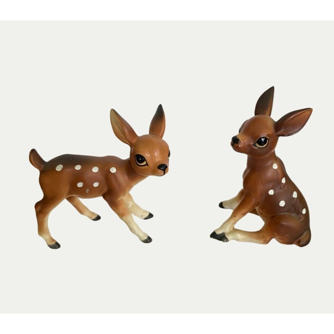 Vintage Pair of Lefton Woodland Porcelain Deer Figurines - Etsy
