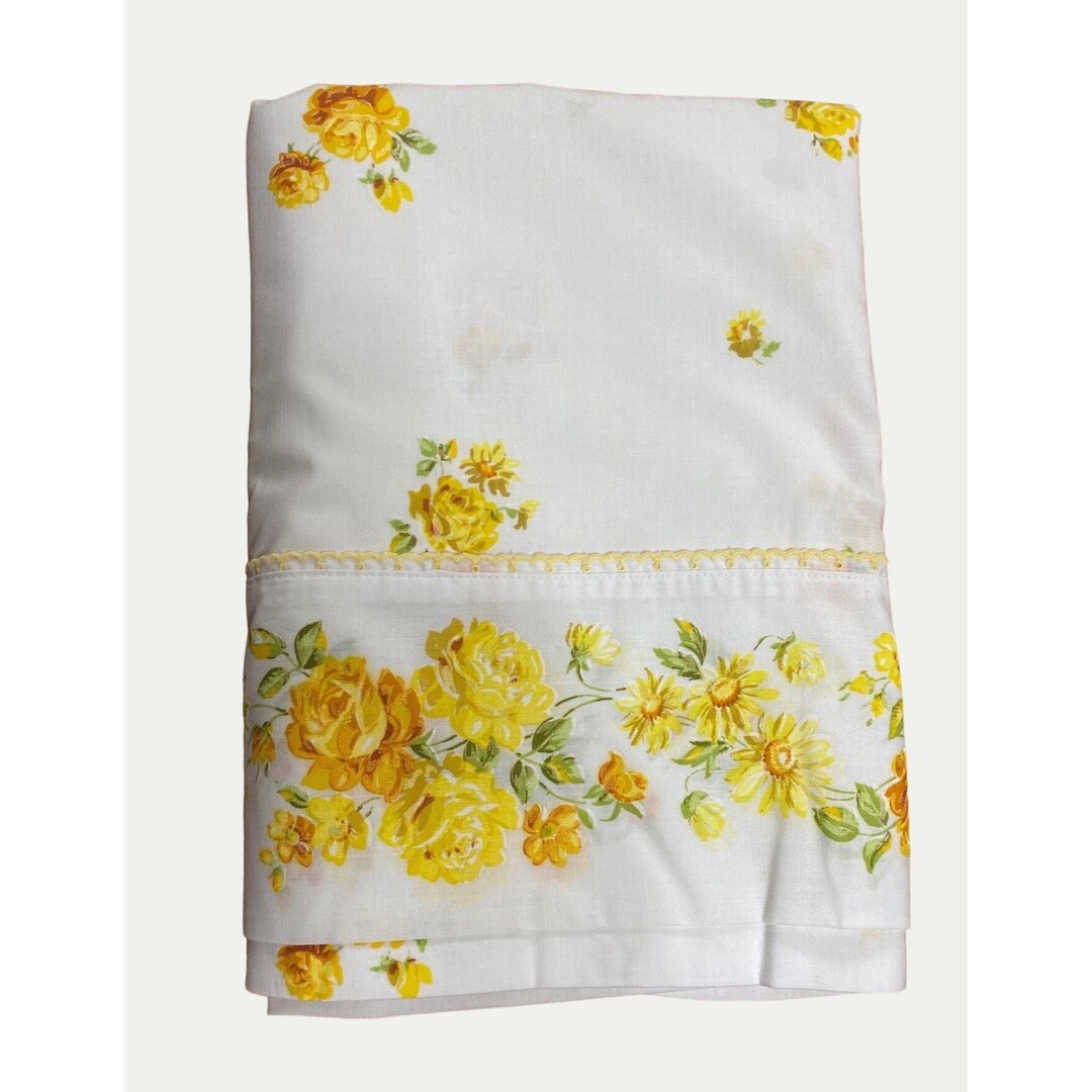 Vintage Twin Sheet Yellow Gold Flowers French Country - Etsy