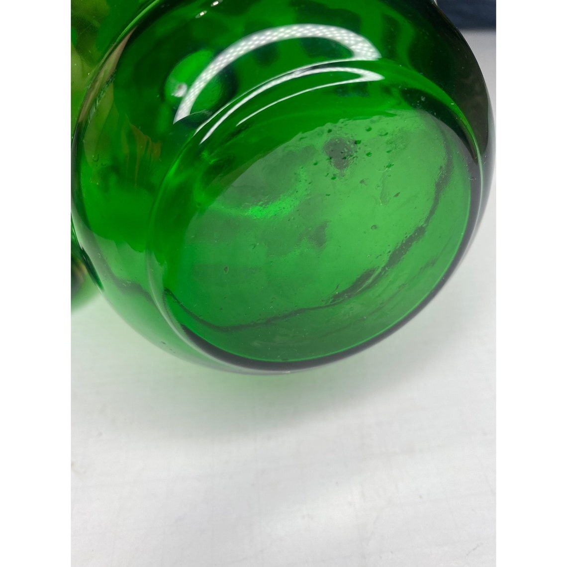 Antique Hand Painted Green Glass Decanter - Etsy