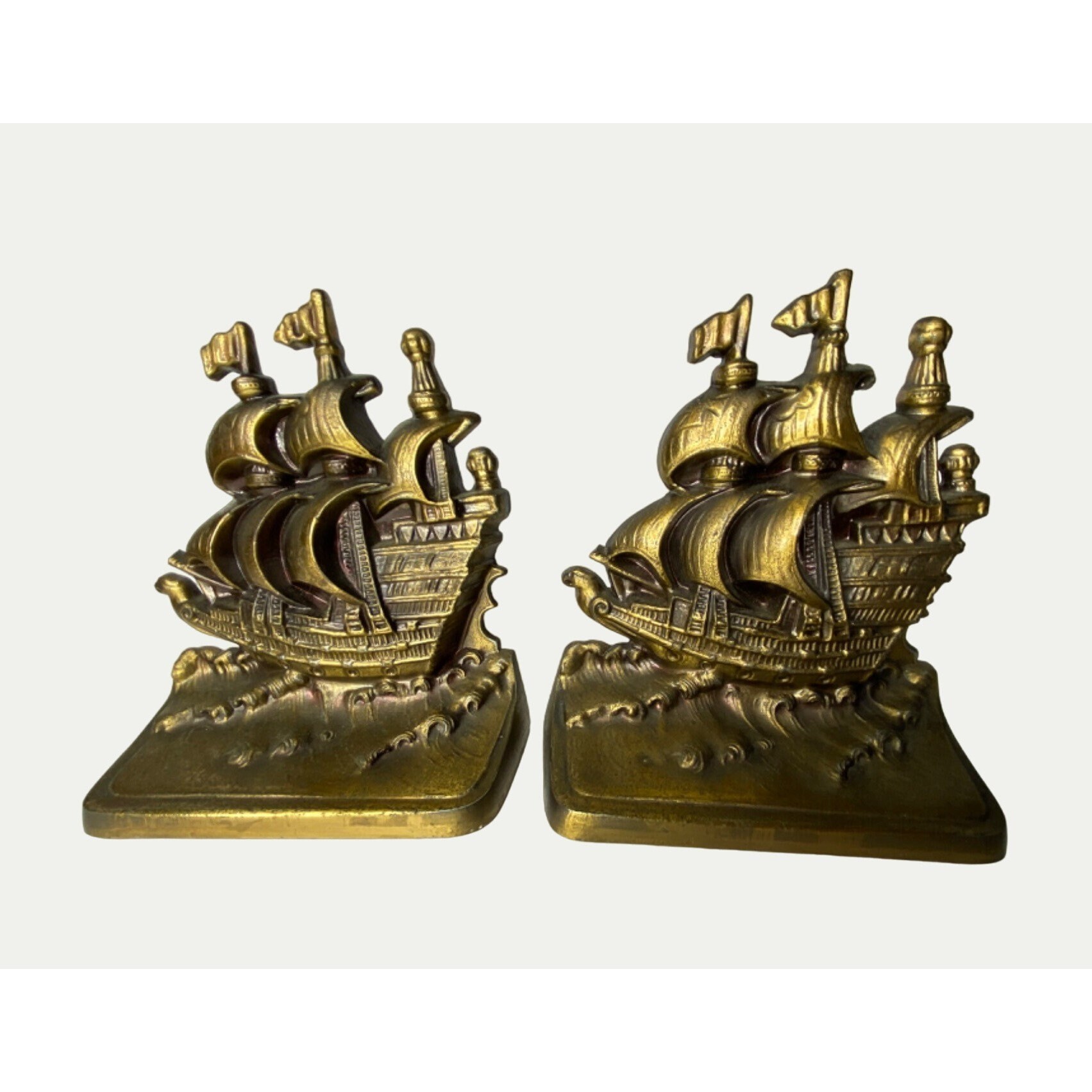 Vtg Cast Bronze Nautical Ship Bookends - Etsy
