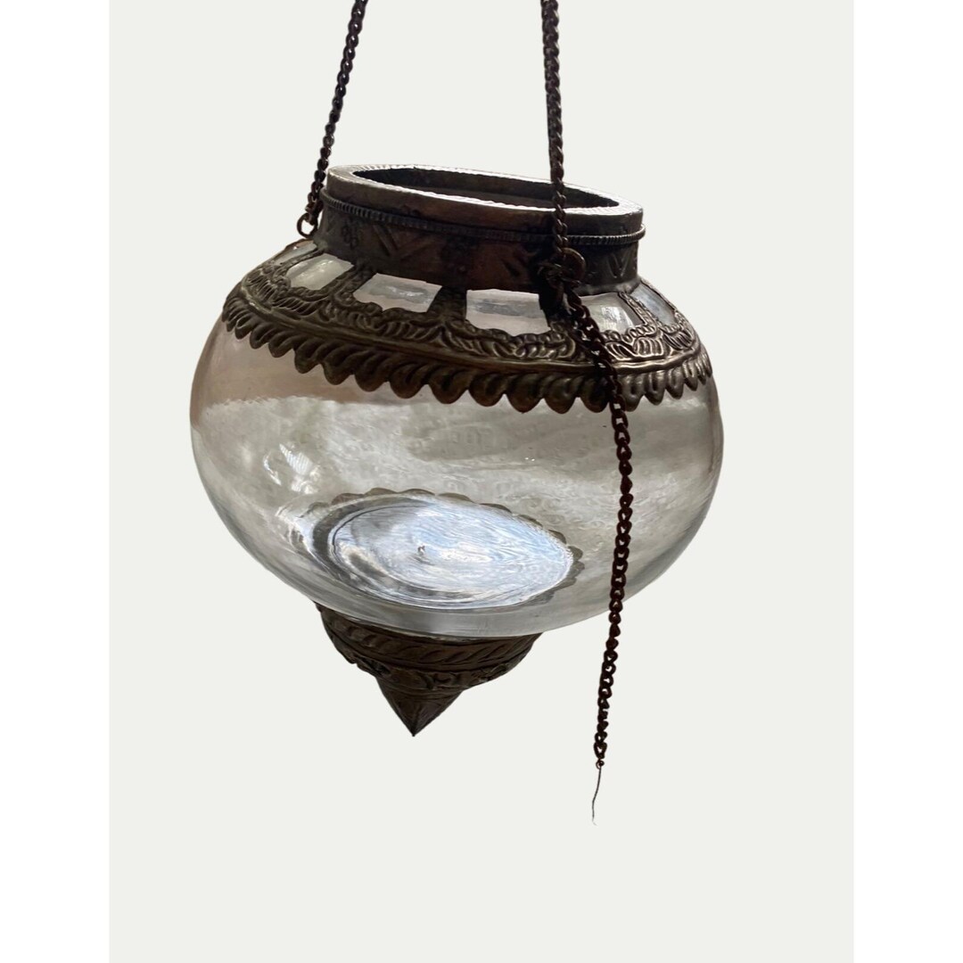 Moroccan Style Chain Glass Orb Hanging Pendant Candle Holder - Etsy