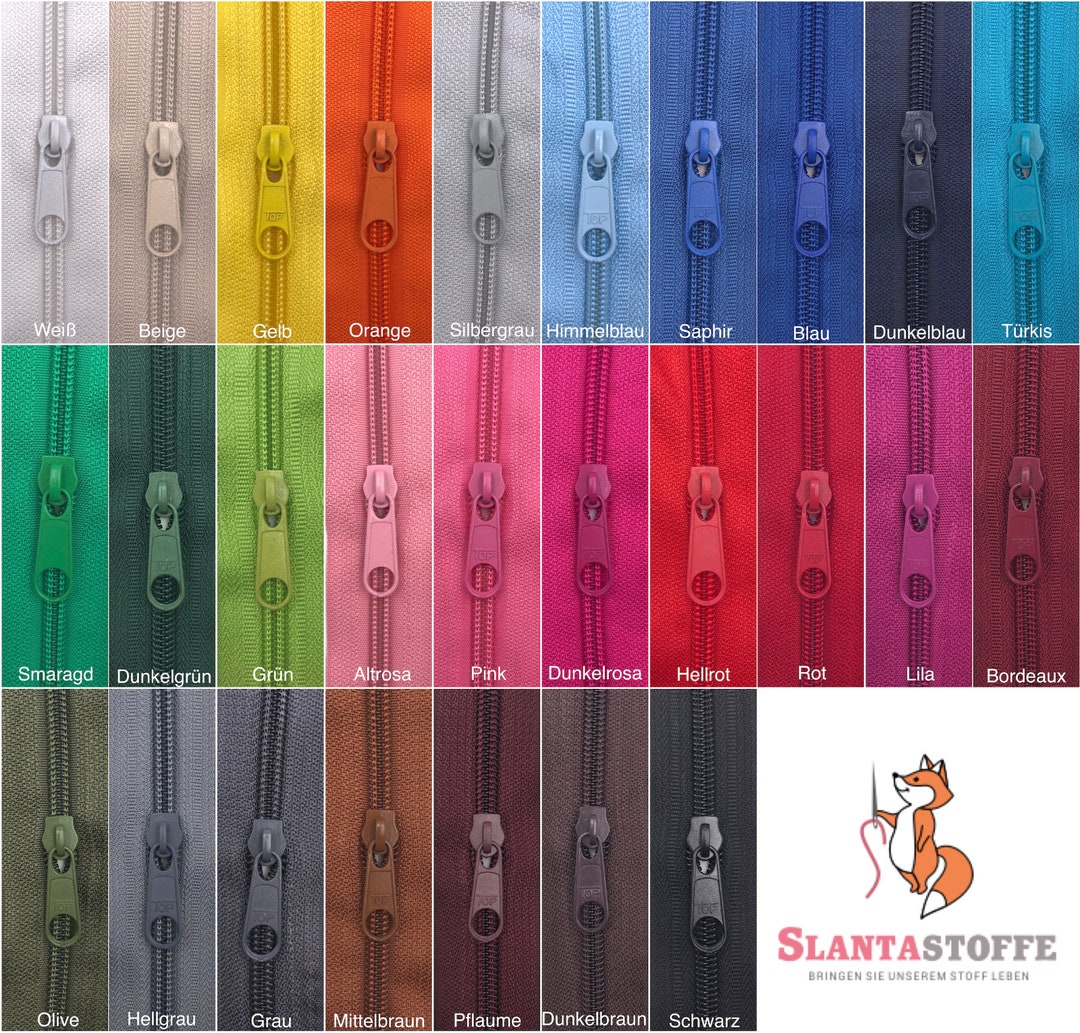 20 M Zipper Endless, Spiral 5 Mm + 40 Sliders/zippers 27 Colors, Sold ...