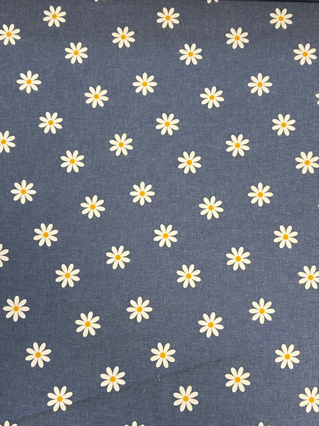 Jeans Fabric Blouse Denim Fabric Flowers Daisies Print - Etsy