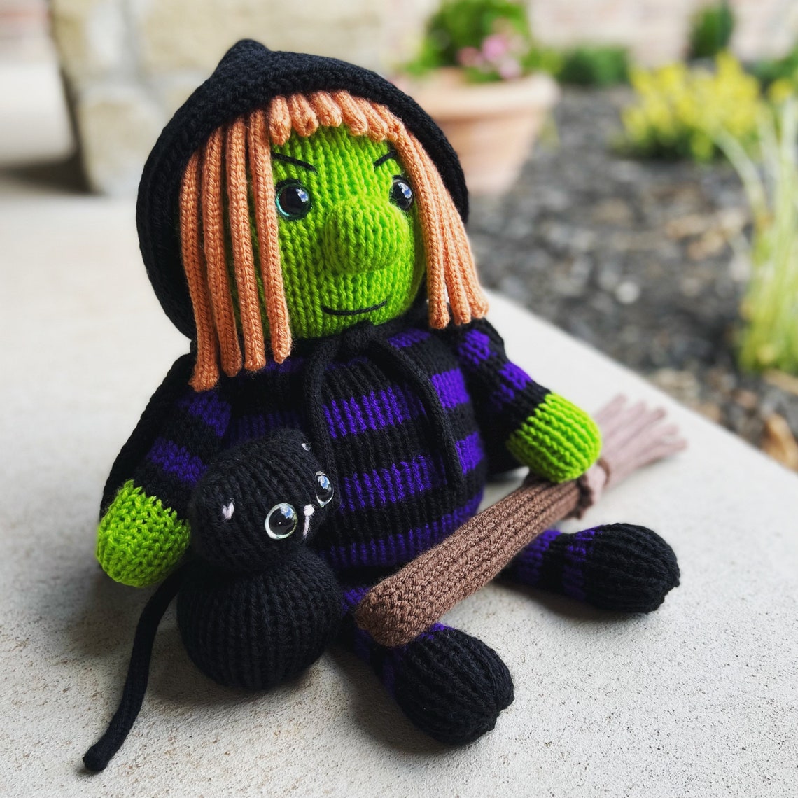 Witch, Broomstick, and Black Cat - Circular Knitting Machine Pdf ...