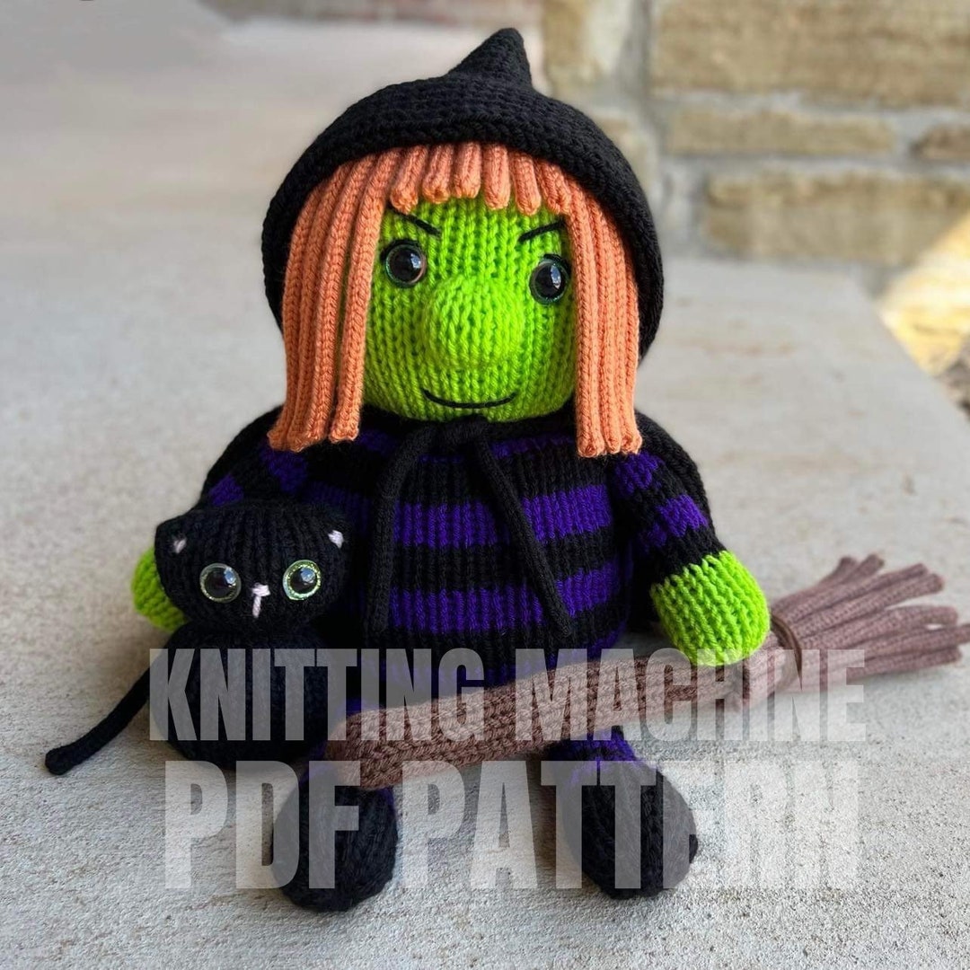 Witch, Broomstick, and Black Cat - Circular Knitting Machine Pdf ...