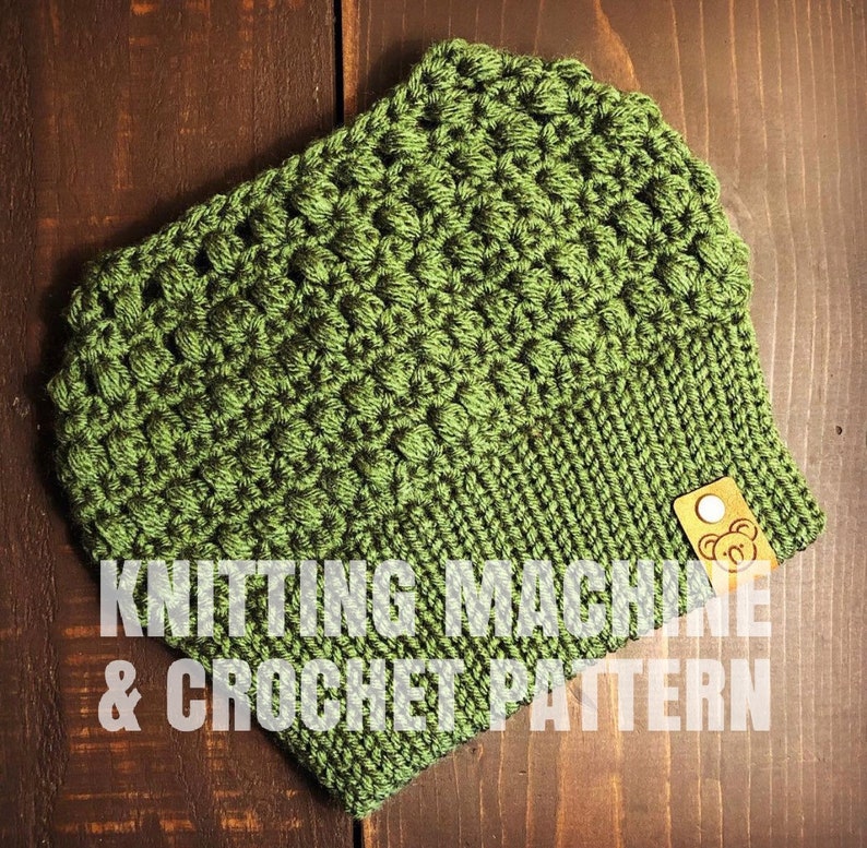 PDF PATTERN the Bubble Tea Messy Bun Beanie - Addi Knitting Machine and ...