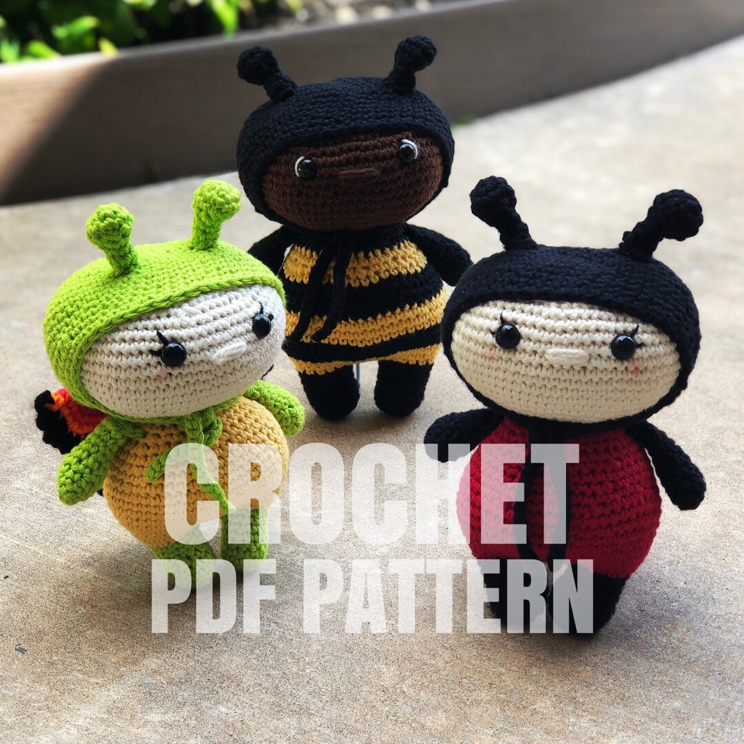 Crochet Ladybug Butterfly & Bee Pattern Combo - Crochet PDF Pattern ...