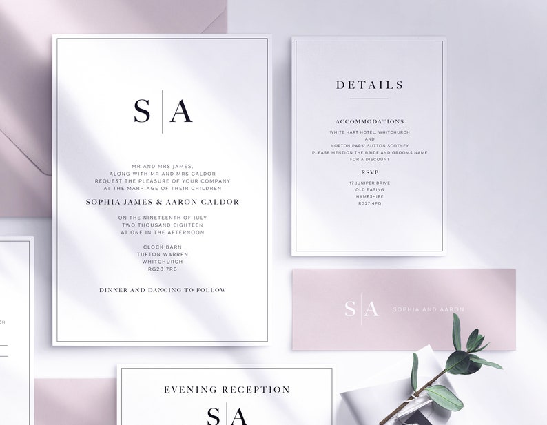 Modern wedding invitation template Editable wedding | Etsy