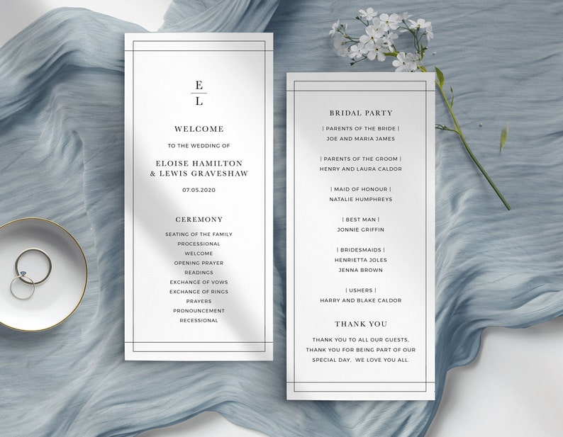 Editable Wedding Program Template Modern Wedding Ceremony - Etsy