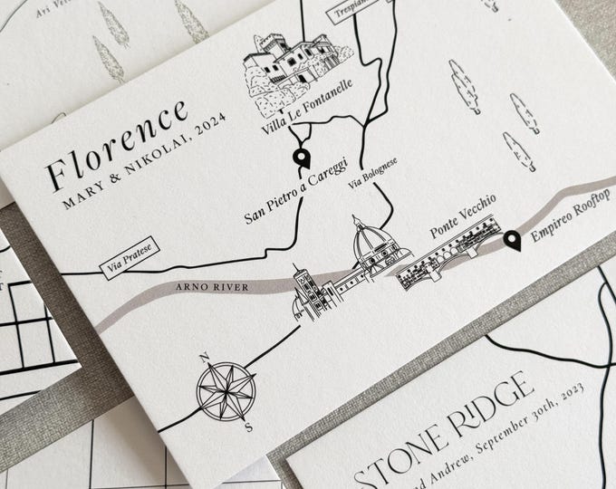 Digital Custom Illustration Wedding Map - Printable Map for Wedding ...