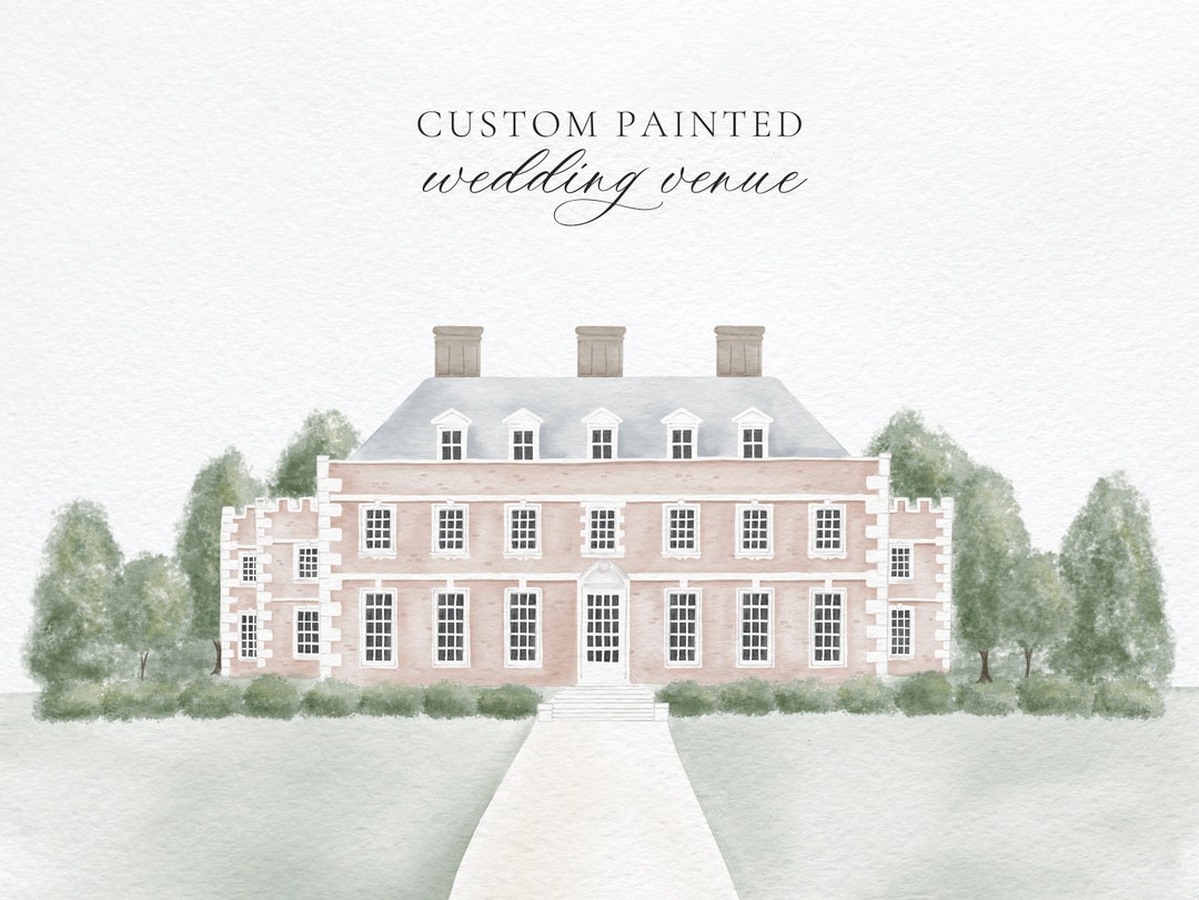 Custom Wedding Venue Illustration Watercolor Wedding Venue Watercolour ...