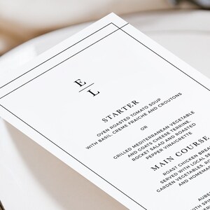 Classic Wedding Menu Template - Modern Menu Printable - Elegant Wedding ...