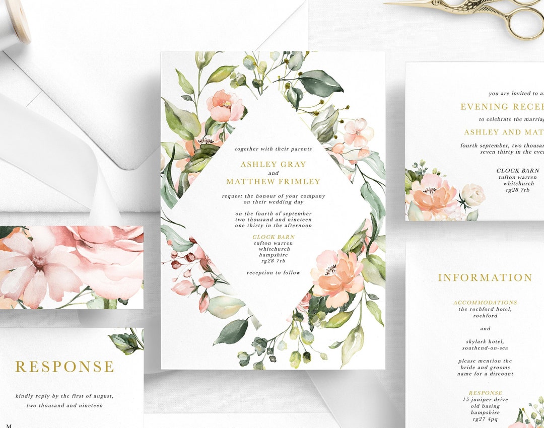 Rustic Wedding Invitations Boho Wedding Invitations - Etsy