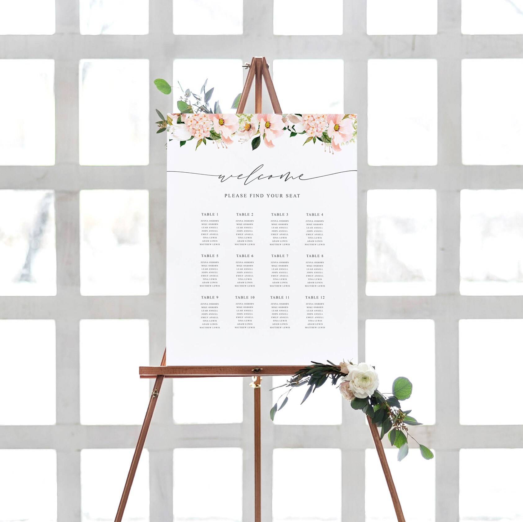 Printable Boho Seating Chart Template - Floral Wedding Table Plan ...