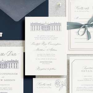 Line Drawing Venue Wedding Invitation - Venue Illustration Wedding ...