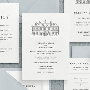 Line Drawing Venue Wedding Invitation Venue Illustration - Etsy