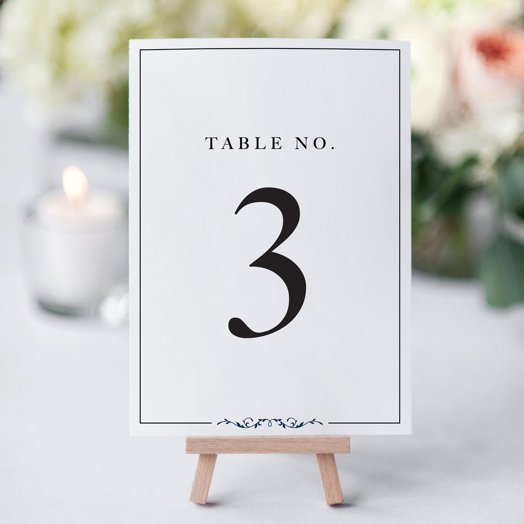 Printable PDF Table Numbers, Classic Wedding Table Numbers, Black and ...