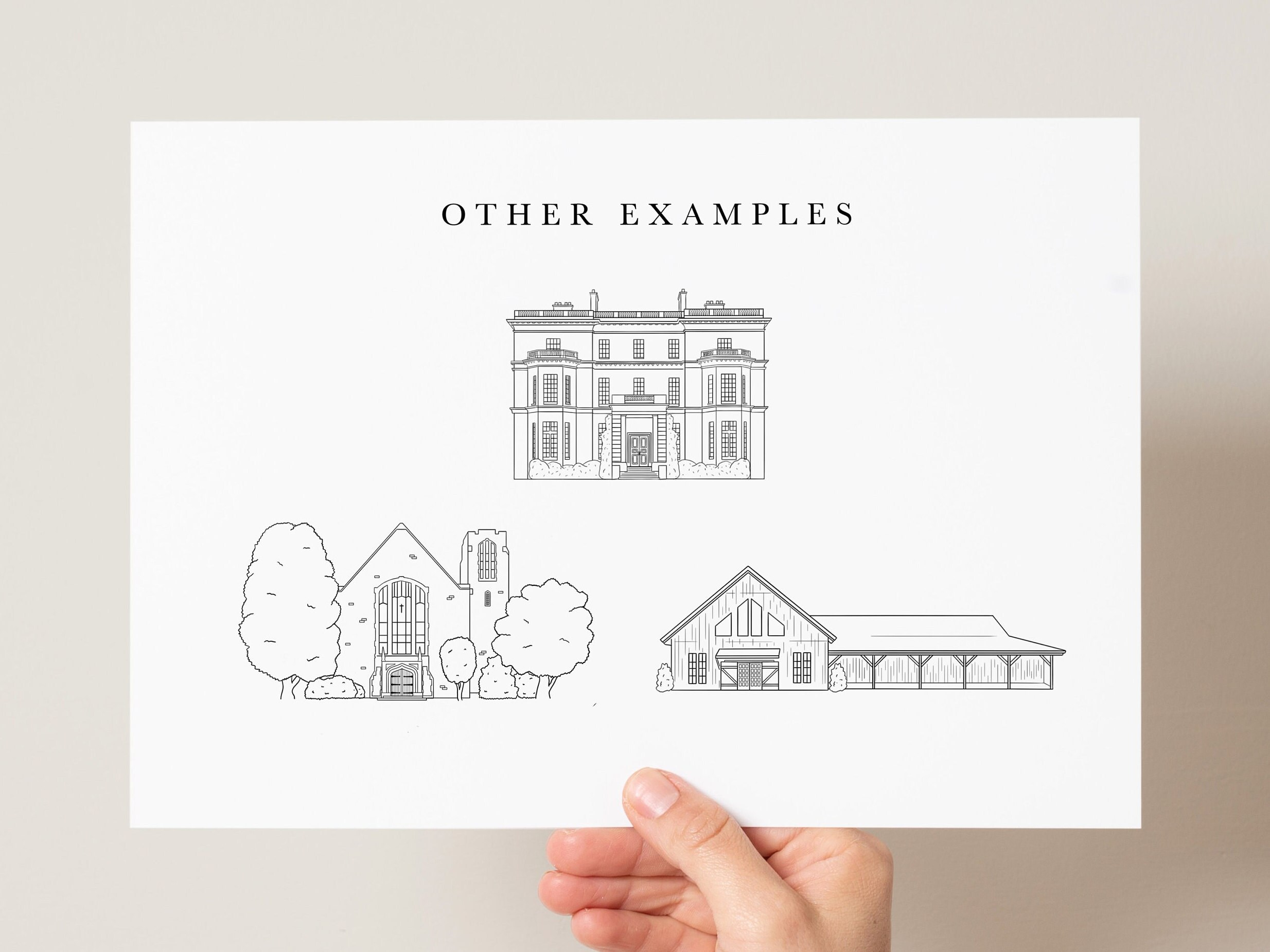 Line Drawing Venue Wedding Invitation Venue Illustration - Etsy UK