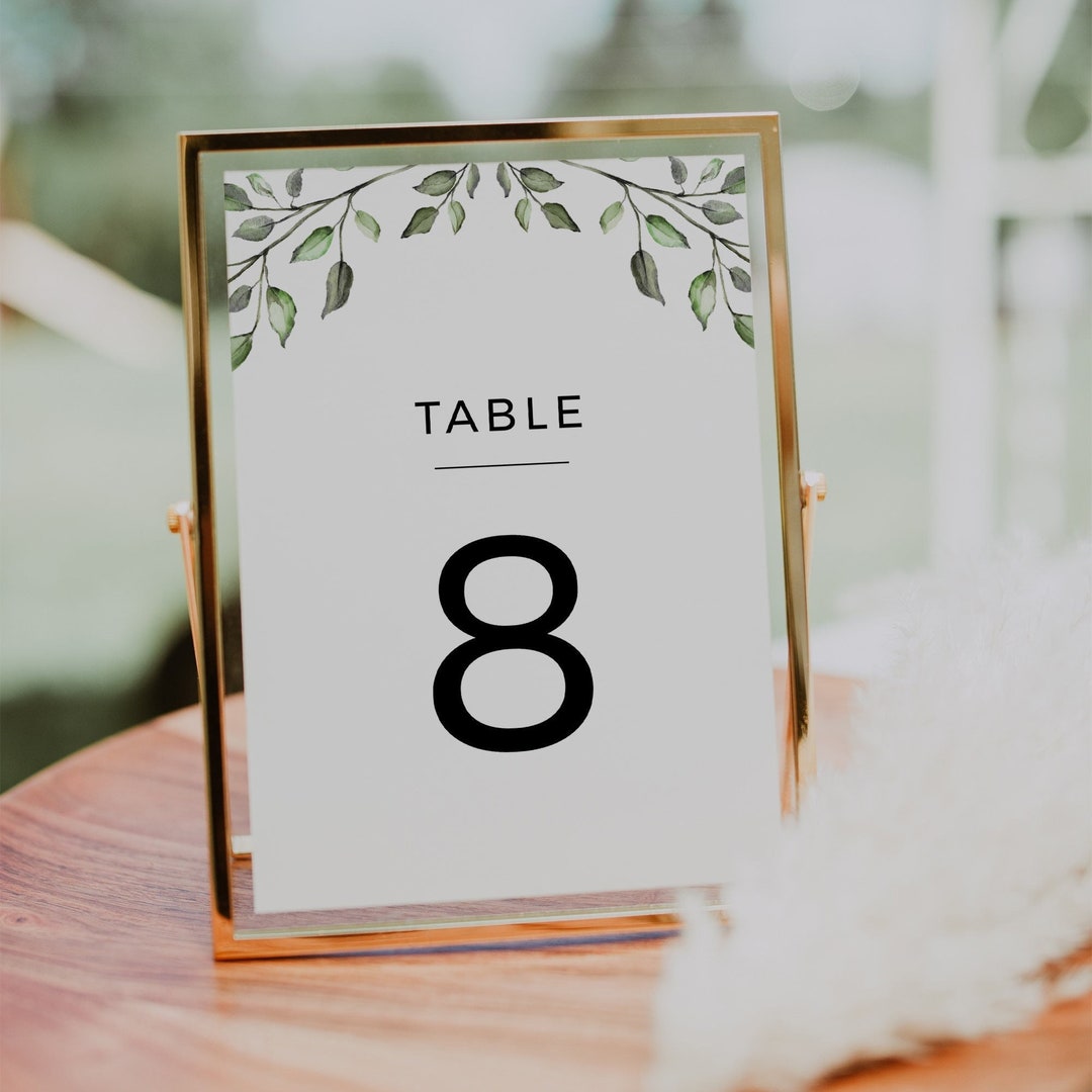 Greenery Table Numbers - Boho Table Number Template - Rustic Wedding ...
