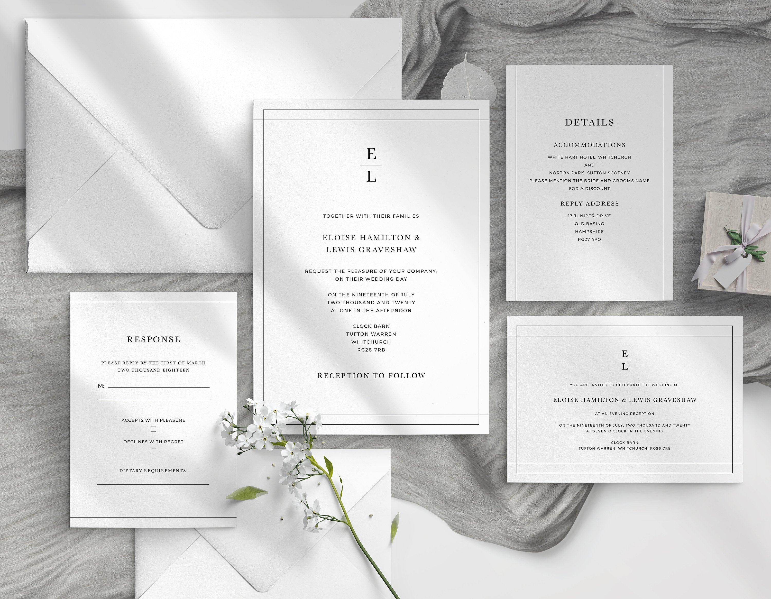 Modern Wedding Invitation Template - Editable Wedding Invitation Suite ...