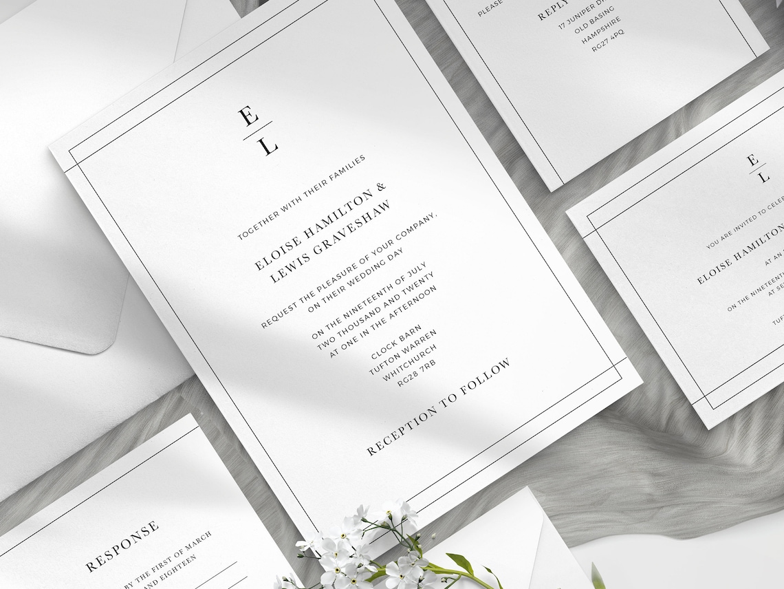 Modern Wedding Invitation Template Editable Wedding | Etsy