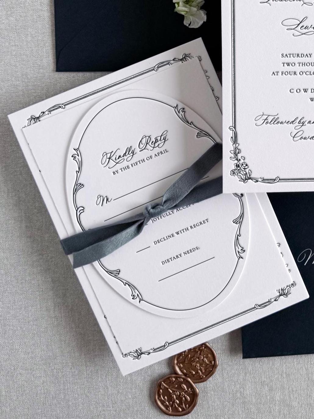 Tabitha - Classic Wedding Invitation Suite With Border- Luxury Wedding ...