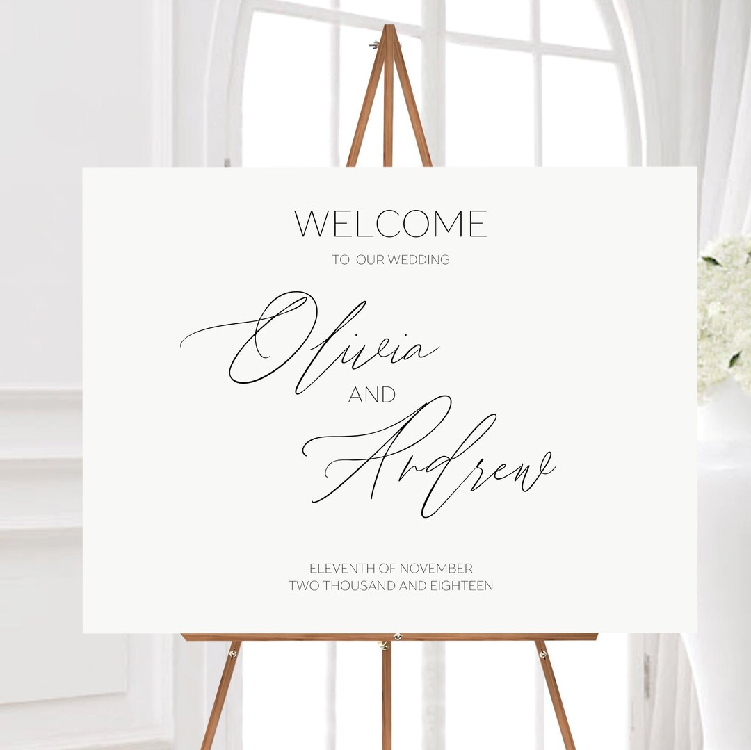 Printable Calligraphy Welcome Sign Template - Editable Modern Wedding ...