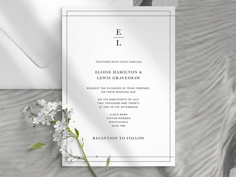 Modern Wedding Invitation Template Editable Wedding - Etsy