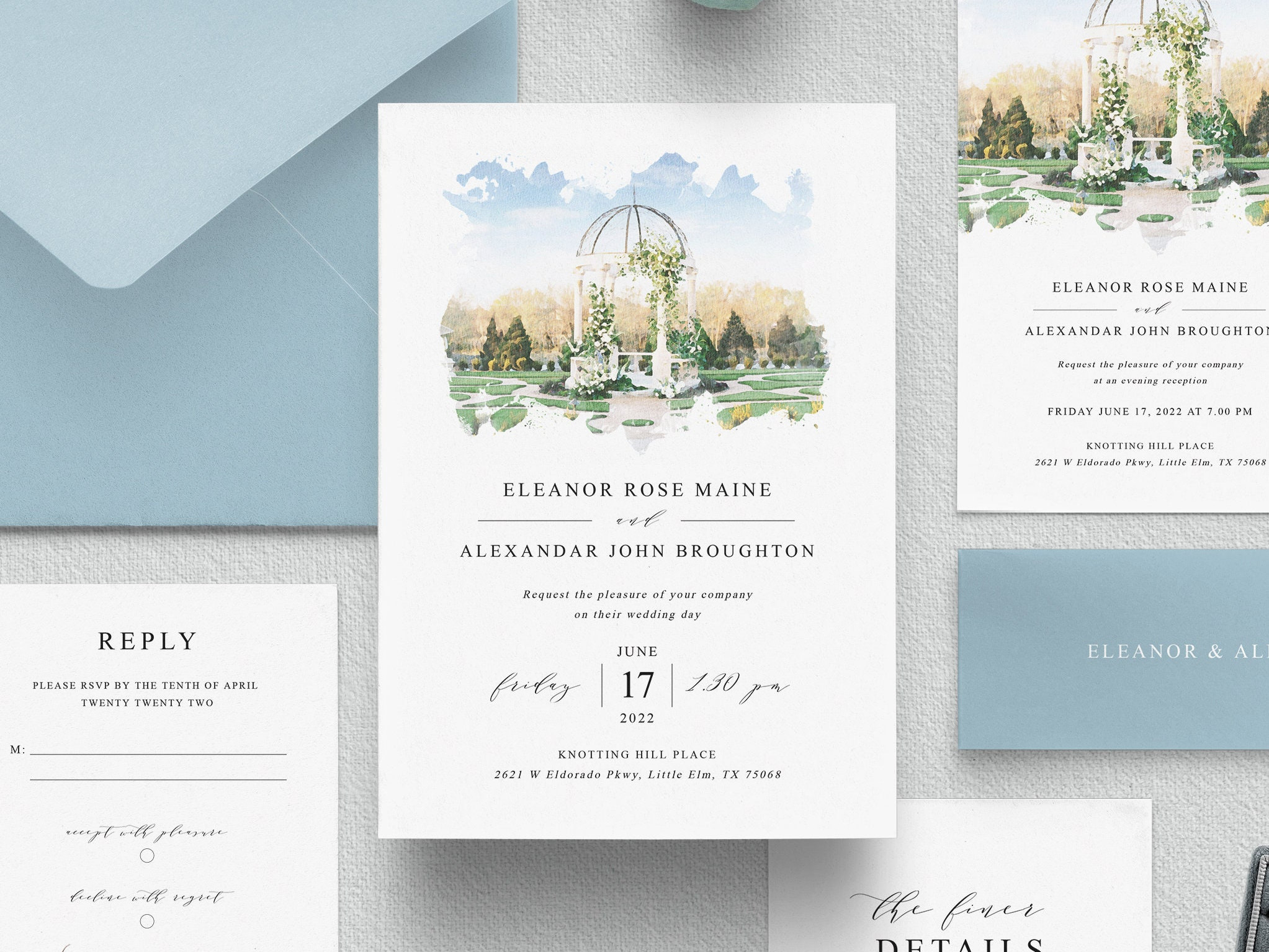 Watercolor Venue Wedding Invitation Illustration Wedding - Etsy
