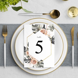 Printable Table Numbers - Tropical Table Number Template - Boho Wedding ...