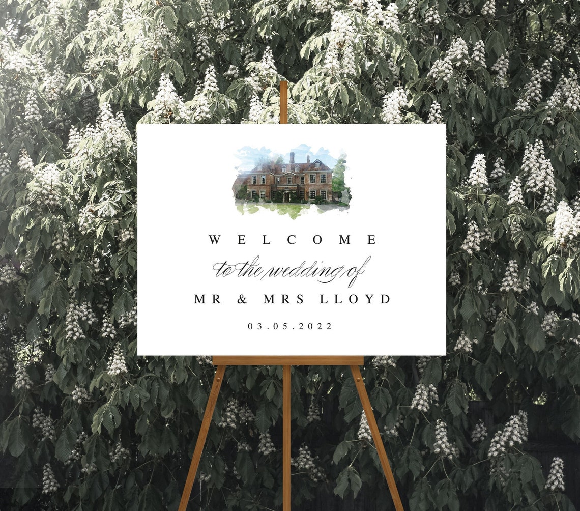 Printable Watercolor Venue Wedding Sign Venue Illustration - Etsy Canada