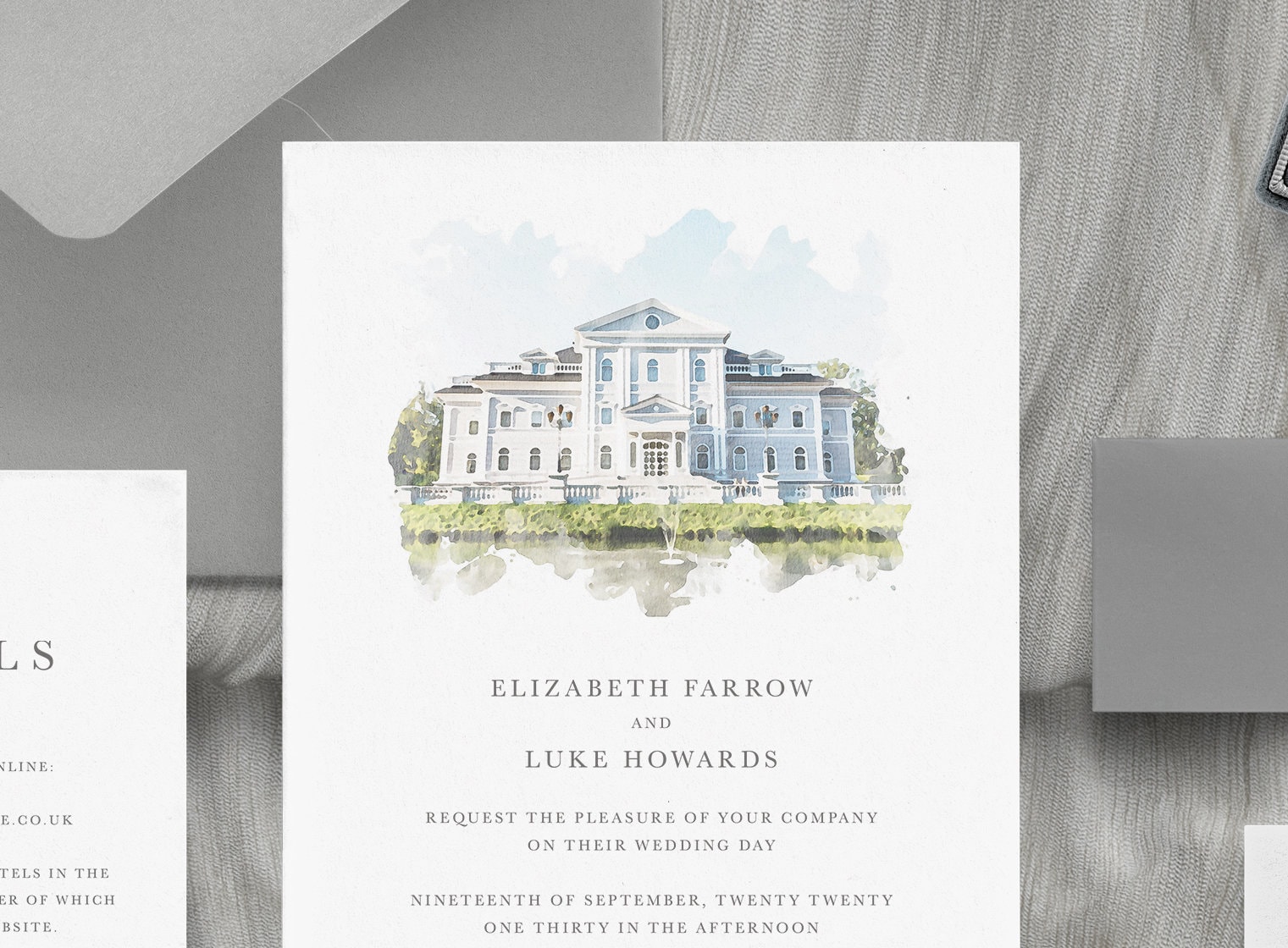 Watercolor Venue Wedding Invitation Illustration Wedding | Etsy UK