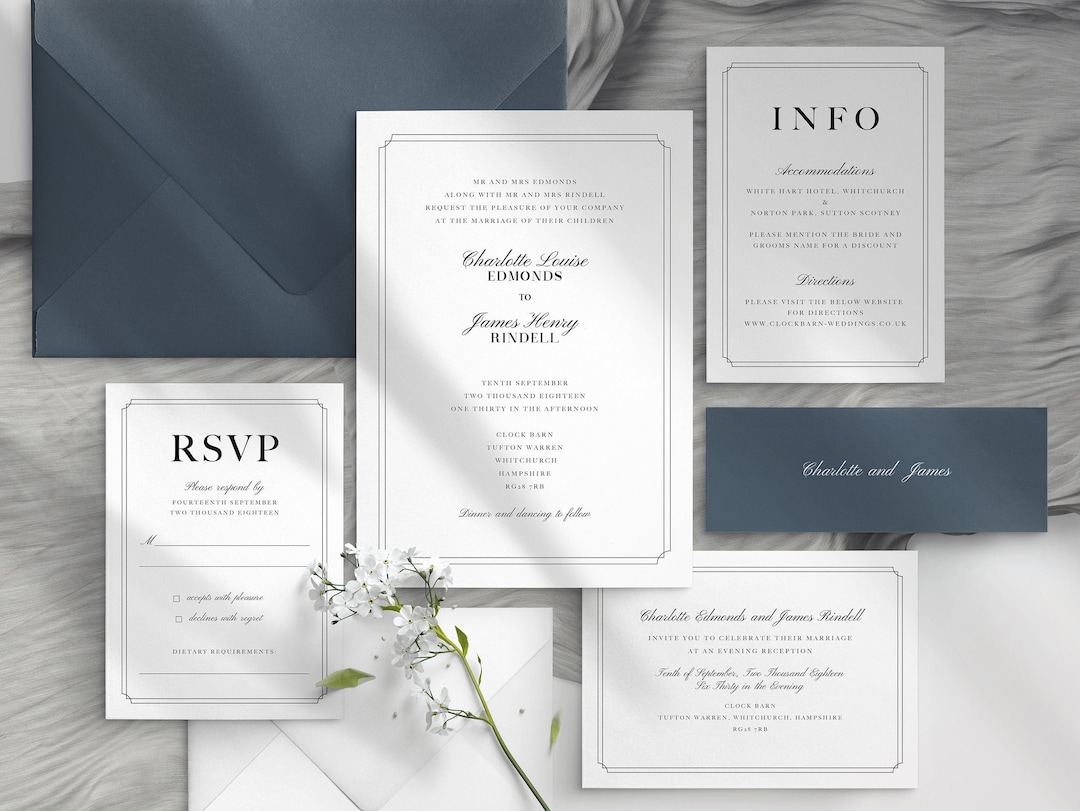 Printable Classic Wedding Invitation Template - Traditional and Elegant ...