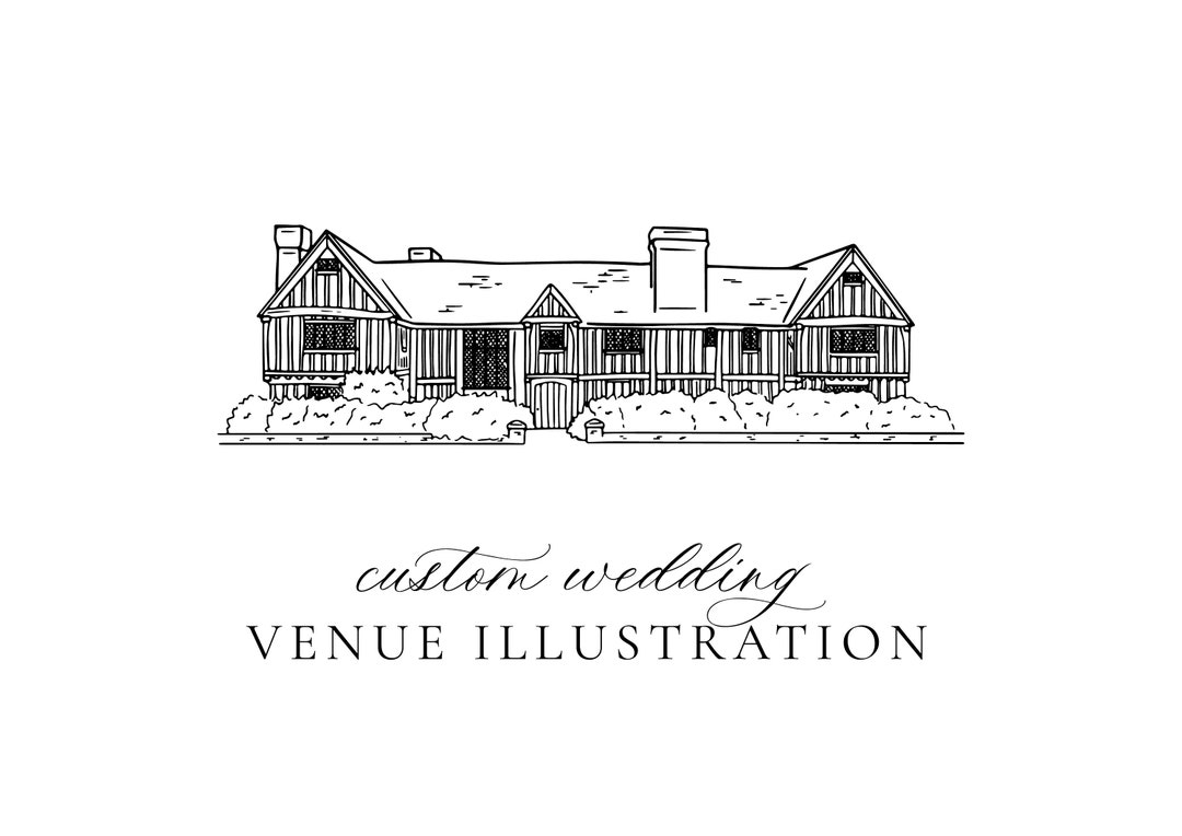 Wedding Venue Illustration Line Drawing Venue Hand Drawn Personalised ...