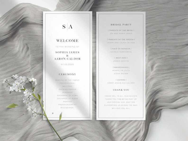 Editable Wedding Program Template Modern Wedding Ceremony - Etsy