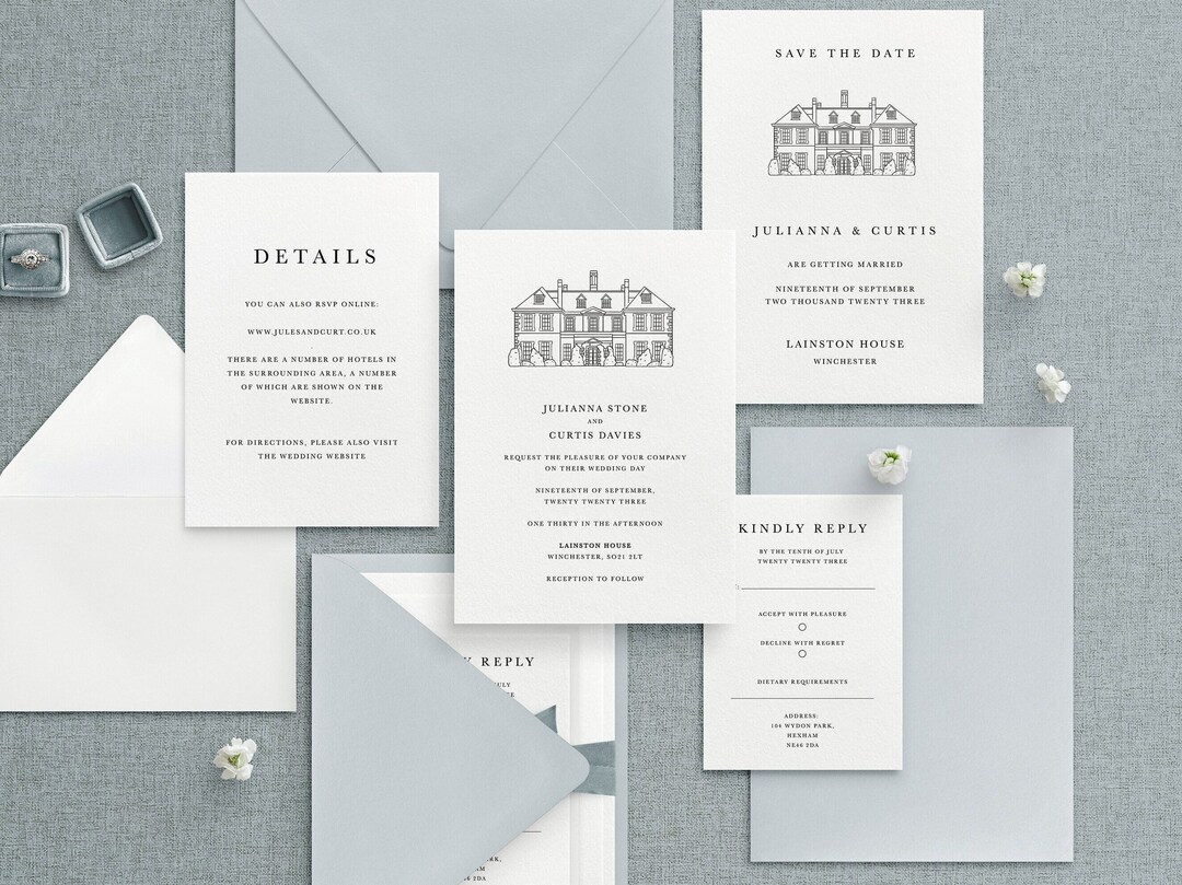 Line Drawing Venue Wedding Invitation Venue Illustration Wedding Venue ...