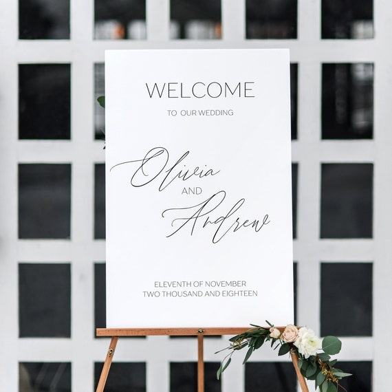 Printable Calligraphy Welcome Sign Template Editable Modern | Etsy
