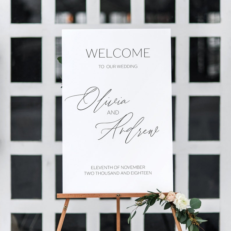 Printable Calligraphy Welcome Sign Template Editable Modern | Etsy