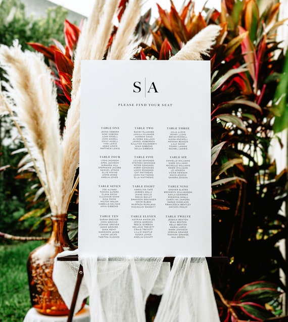 Printable Modern Seating Chart Editable Template | Etsy