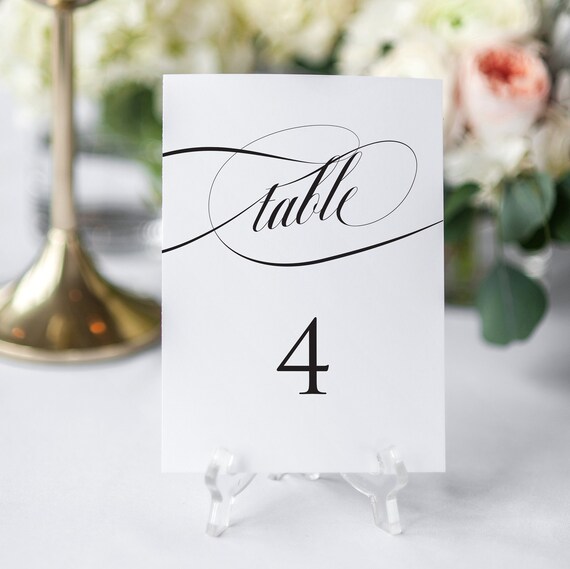 Printable PDF wedding table numbers classic calligraphy | Etsy