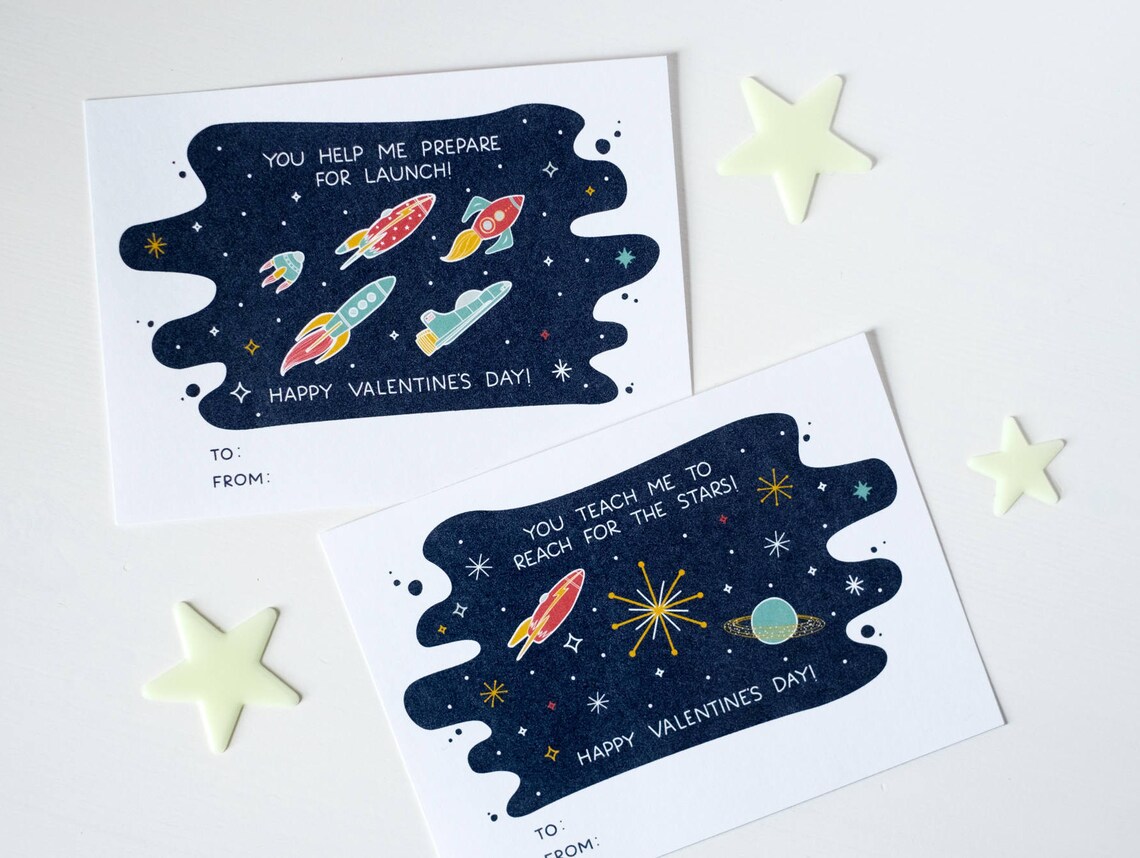 Outer Space Valentines 10 Designs Classroom Valentines - Etsy