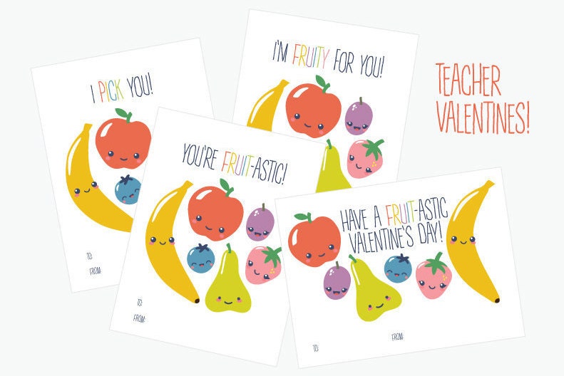 Printable Fruit Valentines (10 Designs) - Kids Valentines - Classroom ...