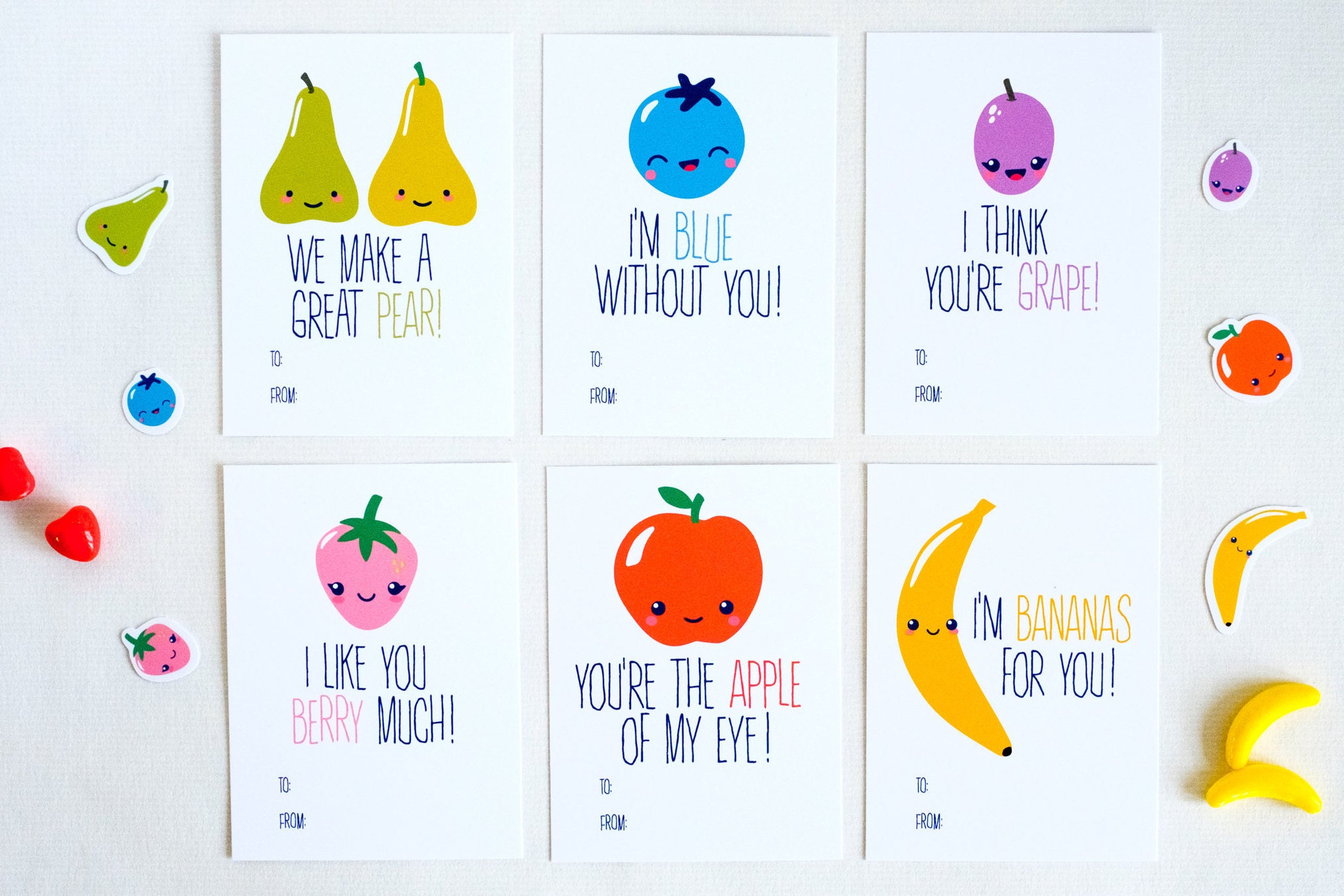 Printable Fruit Valentines (10 Designs) - Kids Valentines - Classroom ...