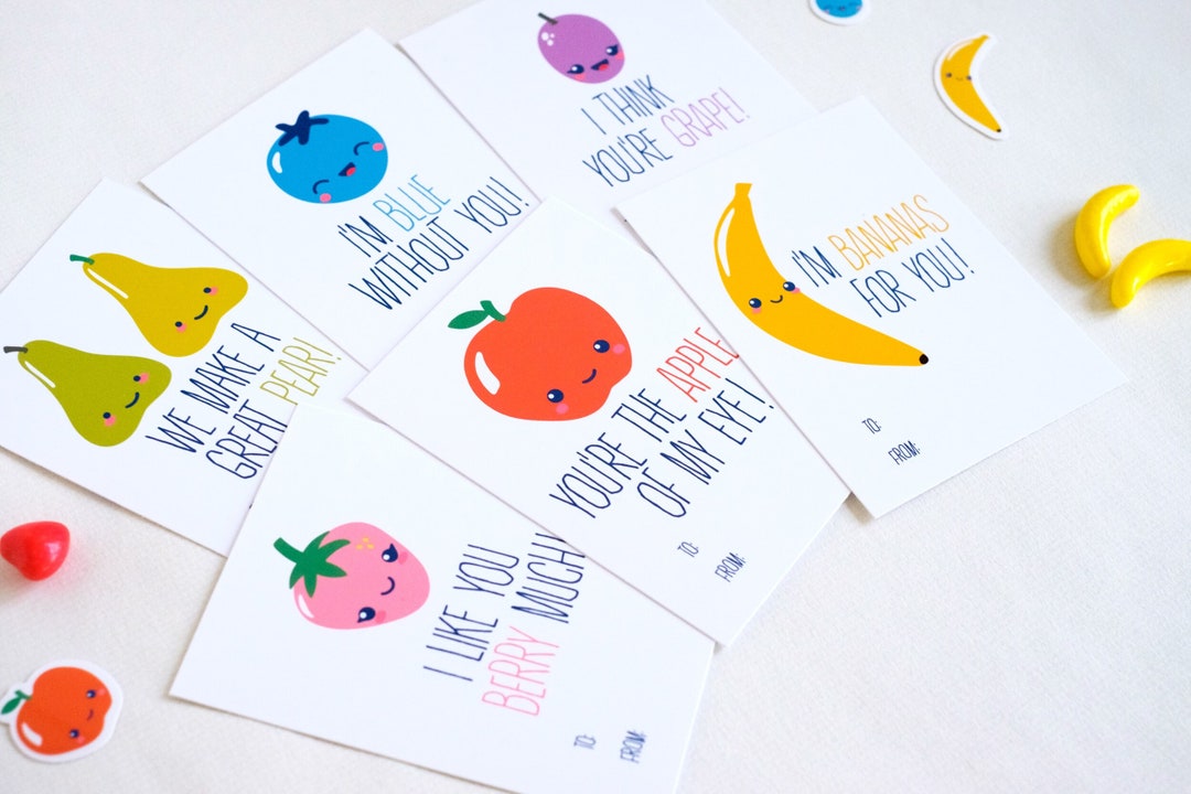 Printable Fruit Valentines (10 Designs) - Kids Valentines - Classroom ...