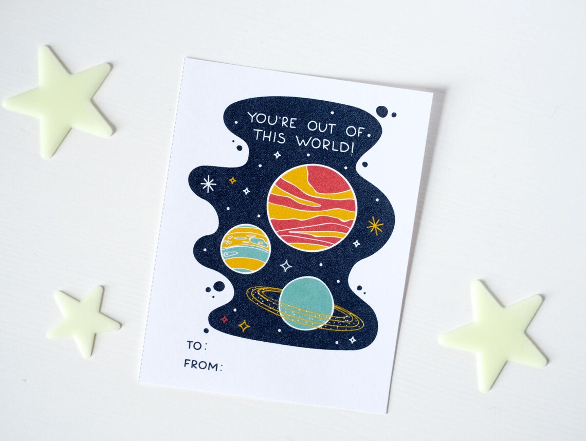 Outer Space Valentines 10 Designs Classroom Valentines | Etsy