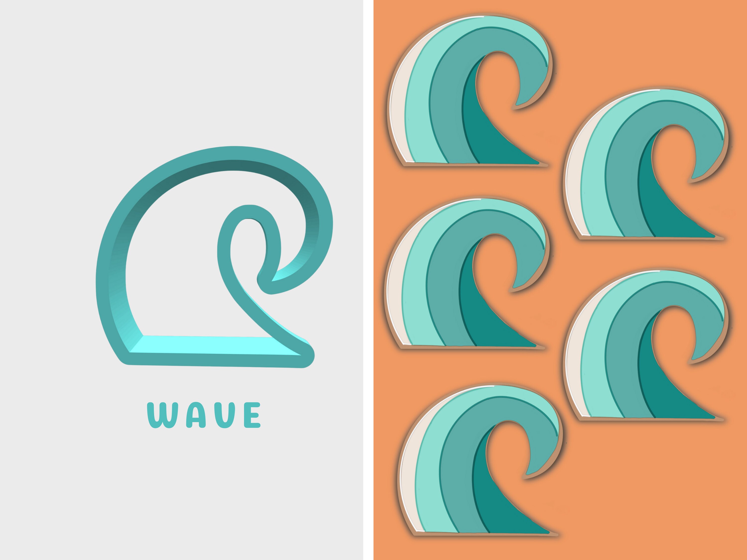 Wave Cookie Cutter Wave Cookies Beach Cookie Cutter Ocean - Etsy